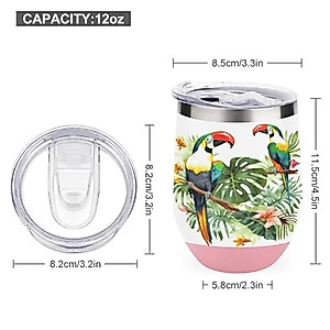 WYUSPGK 304 Stainless Steel Insulated Cup, Toucans Parrot Palm Tree Leaves Print Smooth Rim, Durable & Reusable - Perfect for Office, Home, And Travel