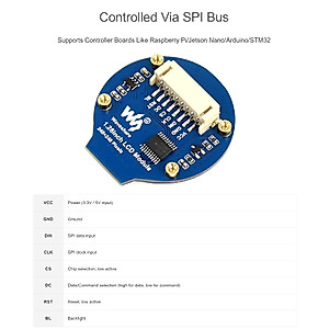 waveshare 1.28 inch Round LCD Display for Arduino/Jetson Nano/Raspberry Pi/STM32, 240×240 IPS Screen Monitor 65K RGB Colors, Using SPI Bus, Embedded GC9A01 Driver