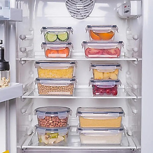 iKumar 10 Pcs (5 Containers & 5 Lids) Premium Multifunctional Large Refrigerator Fresh Food Storage Containers Set - Leakproof, BPA-Free Plastic Sealed Plastic Fresh Keeping Box with Lids