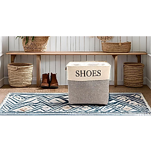 Shoe Storage Bin and Organizer for Hallway, Entryway or Mudroom. Space saver for many pairs of footware to store in one stylish container.