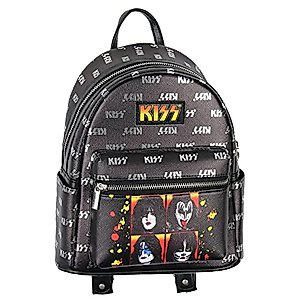 KISS Starchild Demon Spaceman Catman 70s Rock Band Toss Print Mini Backpack