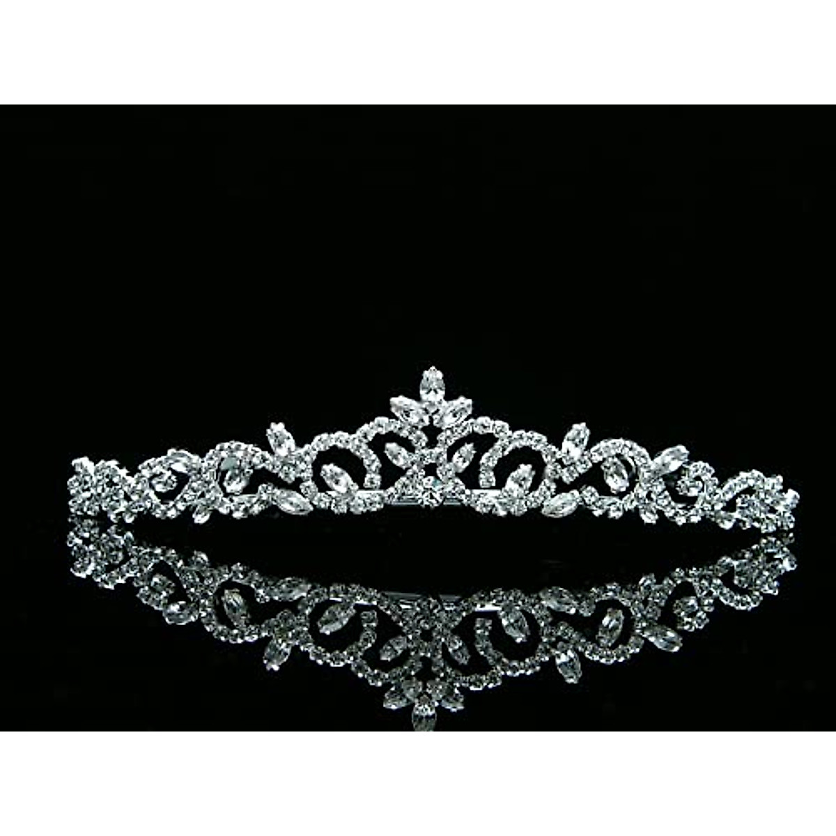 Bridal Princess Rhinestones Crystal Flower Wedding Tiara Crown - Silver Plating T463