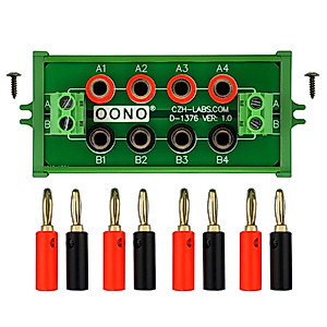 Screw Mount 2 x 4 Position Banana Jack Distribution Module, DC Power Strip