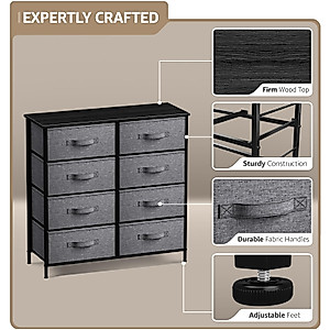 Sorbus Dresser with 8 Drawers - Chest Organizer Unit with Steel Frame Wood Top & Handle Easy Pull Fabric Bins for Clothes - Large Storage Furniture for Bedroom, Hallway, Living Room, Nursery & Closet