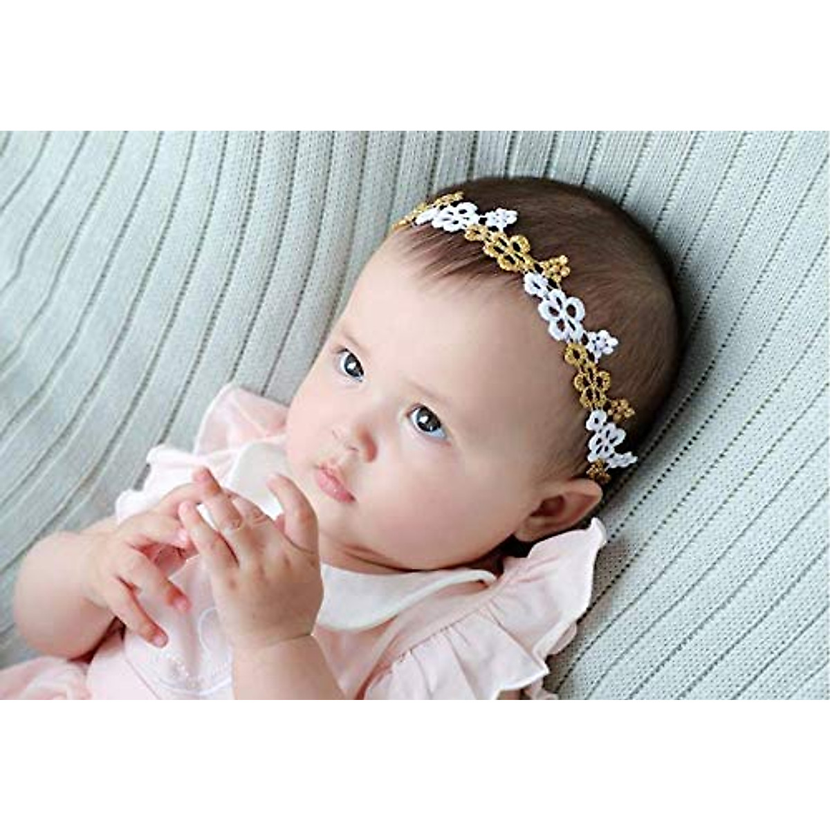 Zapire 6pcs Lace Floral Headbands for Baby Girl Elastic Flower Bows Hair Bands Beautiful Kid Girl Hairbands Hair Accessories
