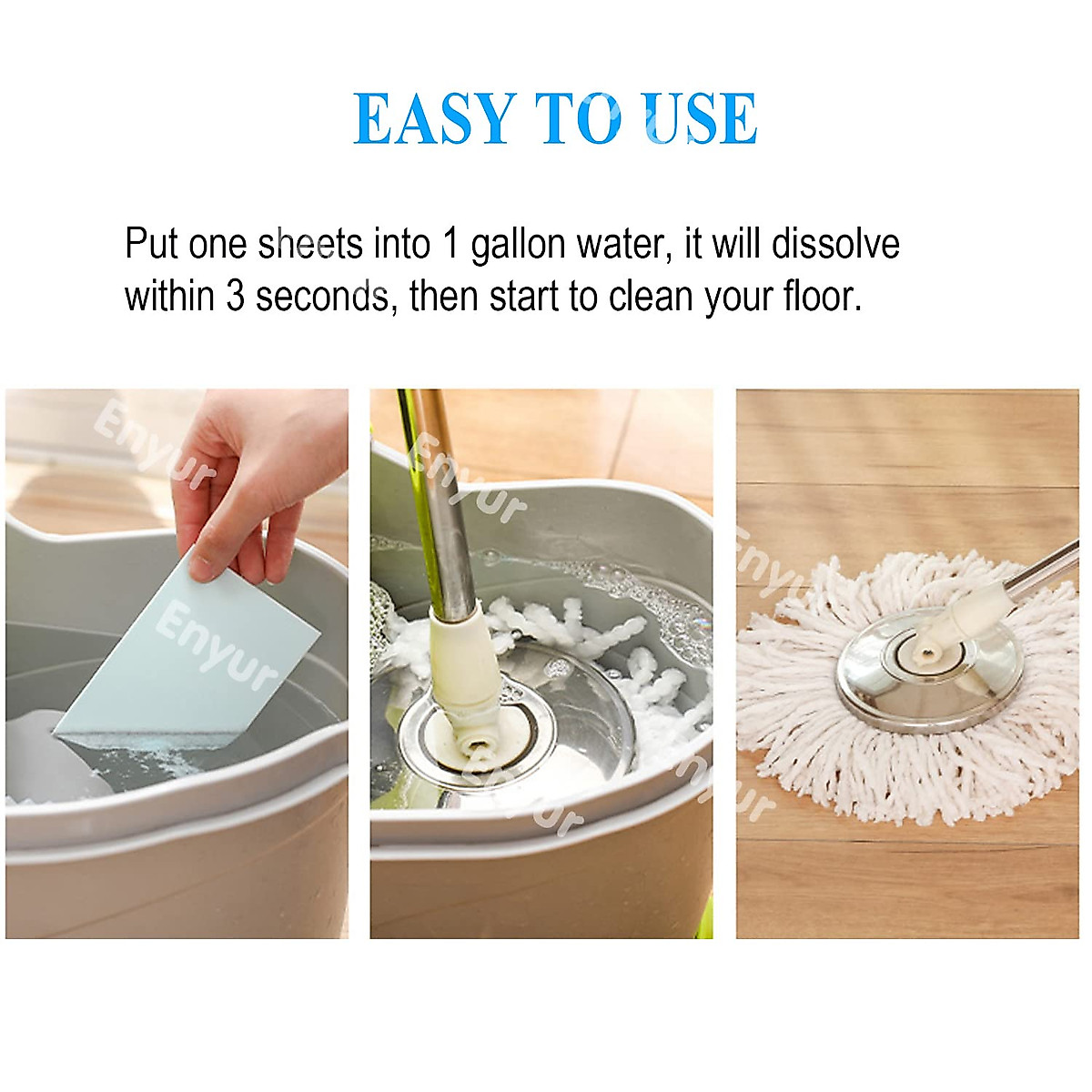 Enyur Floor Cleaner Sheets for Mopping Ultra-Concentrated Floor Sheets - Dissolves Instantly in Water Multi-Surface Cleaner for Non Stubborn Stains, Portable box 32 Sheets