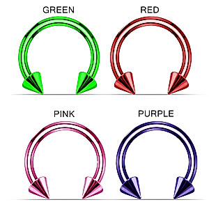 AtoZ Piercing Colorful Red Neon Anodized 16 Gauge - 8MM Length 316L Surgical Steel CBB with Cone Body Jewelry