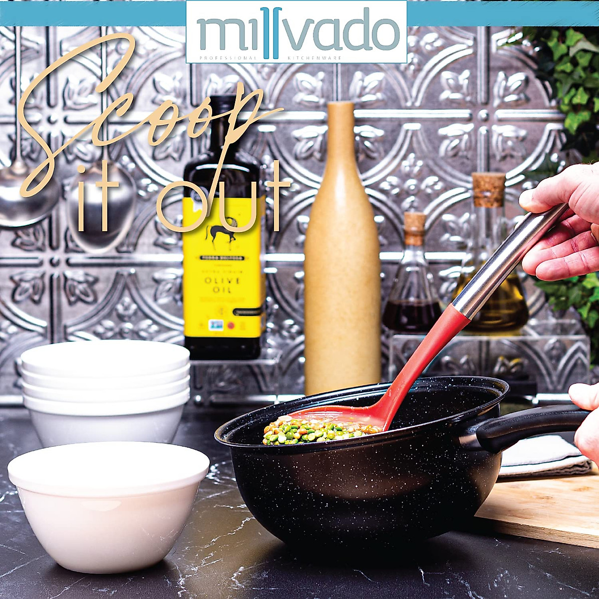 Millvado 3.5 Quart Saucepan, Naturally Nonstick Ceramic Sauce Pots, Small Sauce Pan for Cooking and Boiling, Ceramic Cooking Pot for Stovetop, Campfire, Outdoor Stove