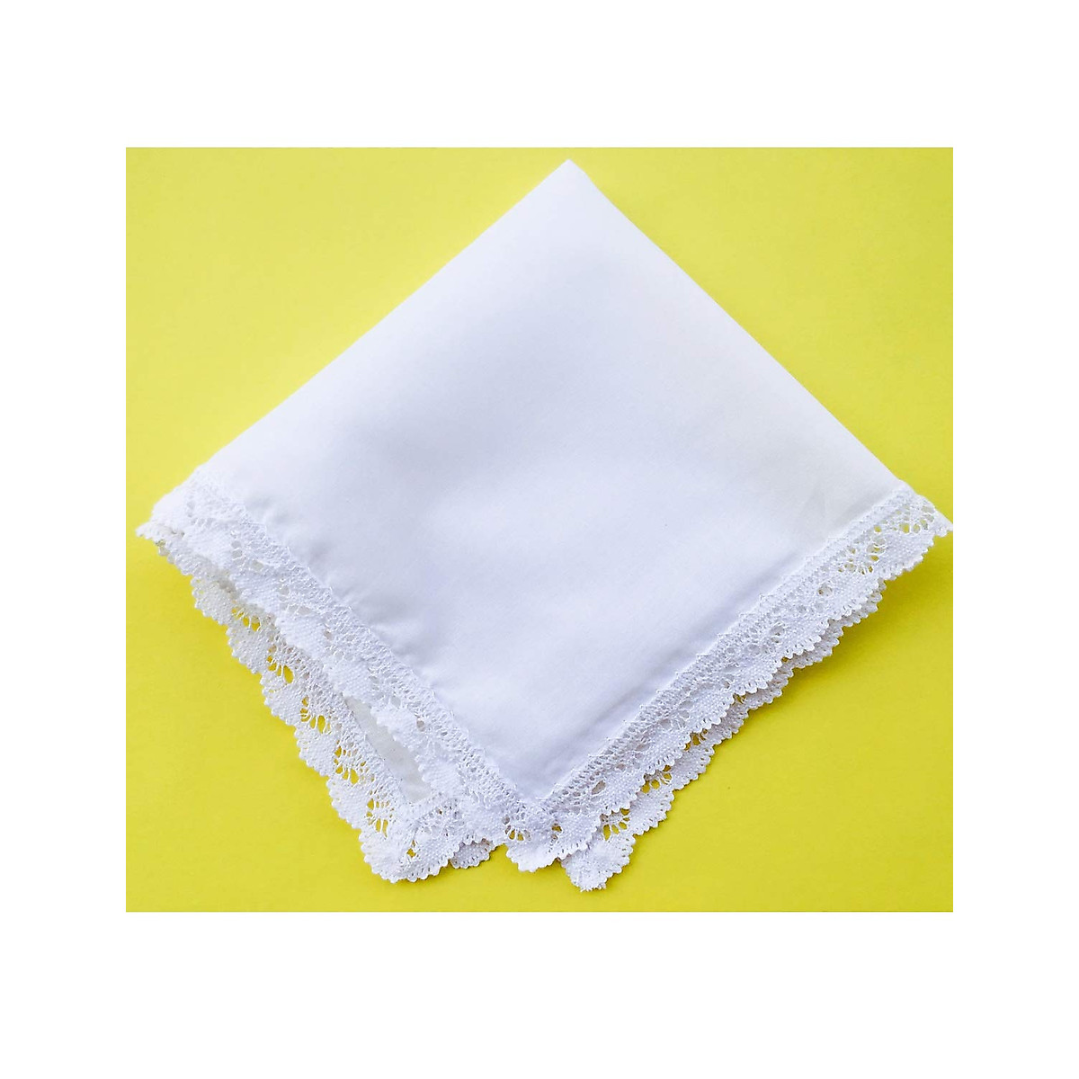 MemoryHanky Ladies Bridal Wedding Crochet Lace Handkerchiefs 60s Cotton Hankies Size 11.8"