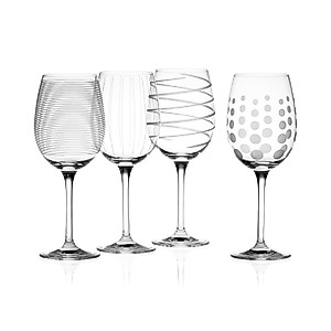 Mikasa Set of 4 Cheers Crystal White Wine Glasses, Silver