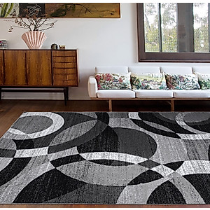 Rugshop Contemporary Abstract Circles Perfect for high Traffic Areas of Your Living Room,Bedroom,Home Office,Kitchen Area Rug 5'3" x 7'3" Gray