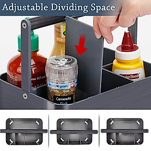 GFWARE Silverware Caddy, Utensil Caddy Organizer with Handle Plastic Silverware Holder for Countertop, Cutlery Holder with 4 Adjustable Compartments Utensil Holder for Party Camping Picnic(Grey)