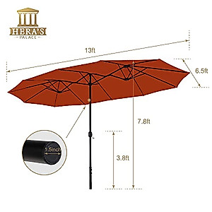 HERA'S PALACE 13ft Rectangle Patio Umbrellas, Large Outdoor Umbrella with Crank, Powerful UV Protective, Table Umbrella Outdoor Patio for Backyard, Pool, Garden, Deck