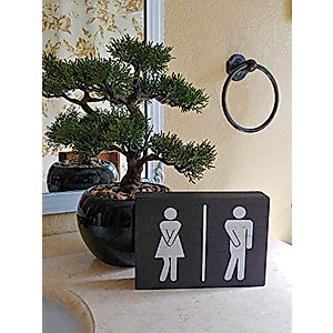 Sukha Home Funny Bathroom Signs - Cute Unisex Restroom Sign, Wooden Farmhouse Bathroom Wall Decor for Shelf or Wall Art, Home Decor Bathroom Accents