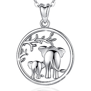 AEONSLOVE Elephant Necklace, 925 Sterling Silver, Mother Daughter Jewelry, Pendant, Women's, Gift