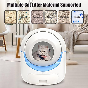 CATLK Self Cleaning Cat Litter Box, Automatic Cat Litter Box for Multi Cats with APP Control, Smart Cat Litter Box with Garbage Bags & Mat & Brush, Anti-Pinch/Odor Removal/Easy Clean, 1-Year Warranty