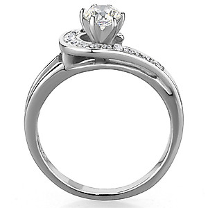 Marimor Jewelry .56 Carat Round Cut Zirconia High Polished Stainless Steel Engagement Ring Size 10