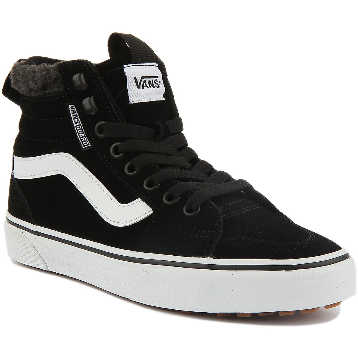 Vans Women's High-Top Sneaker, Suede Black White, 9