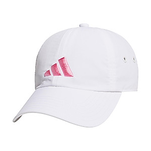 adidas Women's Influencer 3 Relaxed Strapback Adjustable Fit Hat, White/Bliss Pink, One Size