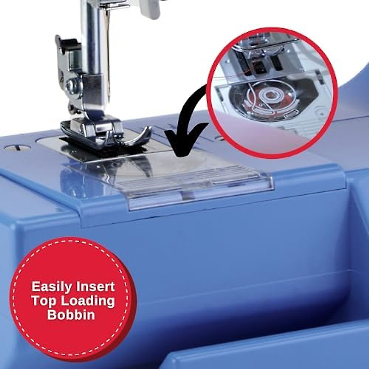 SINGER M1000 Lightweight & Portable Sewing Machine With 32 Stitch Applications, LED Light & Top drop-in bobbin for Hems | Great for Mending - Blue
