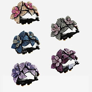 Rhinestone Flower Hair Claw Ponytail Holder Women Hairpin Shark Clip Crab Clips Styling Headwear For Mom(grey)