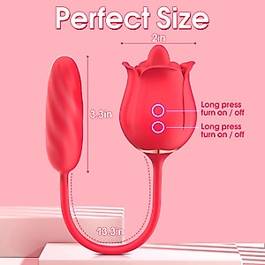 G Spot Vibrator Rose Sex Toys for Women - 3IN1 Thrusting Vibrator 9 Licking Tongue Rose Vibrators, Clitoral Stimulator Dildo Sex Sexual Stimulation Device Adult Sex Toys & Games for Women Couples