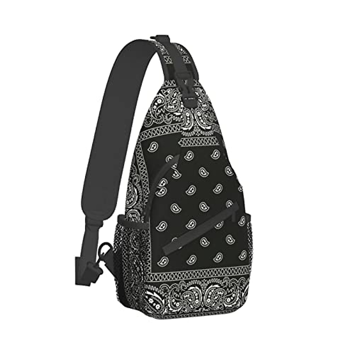 Bandana Black Paisley Bandana Chest Bag Sling Crossbody Backpack Cycling Traveling Hiking Daypack for Men Women