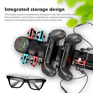Charging Dock for Nintendo Switch, Charging Station for Nintendo Switch Joy Cons and Nintendo Switch Pro Controllers with LED Indicator