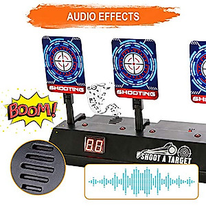 Electronic Shooting Target Scoring Auto Reset Digital Targets for Nerf Guns Toys with a Support Cage & Net, Christmas Birthday Gifts Toy for Kids-Boys & Girls