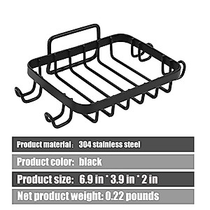 HESOMED Shower Caddy,Soap Holder with Adhesives, No Drilling SUS 304 Rustproof Steel Storage Shower Rack for Bathroom and Kitchen （Black）