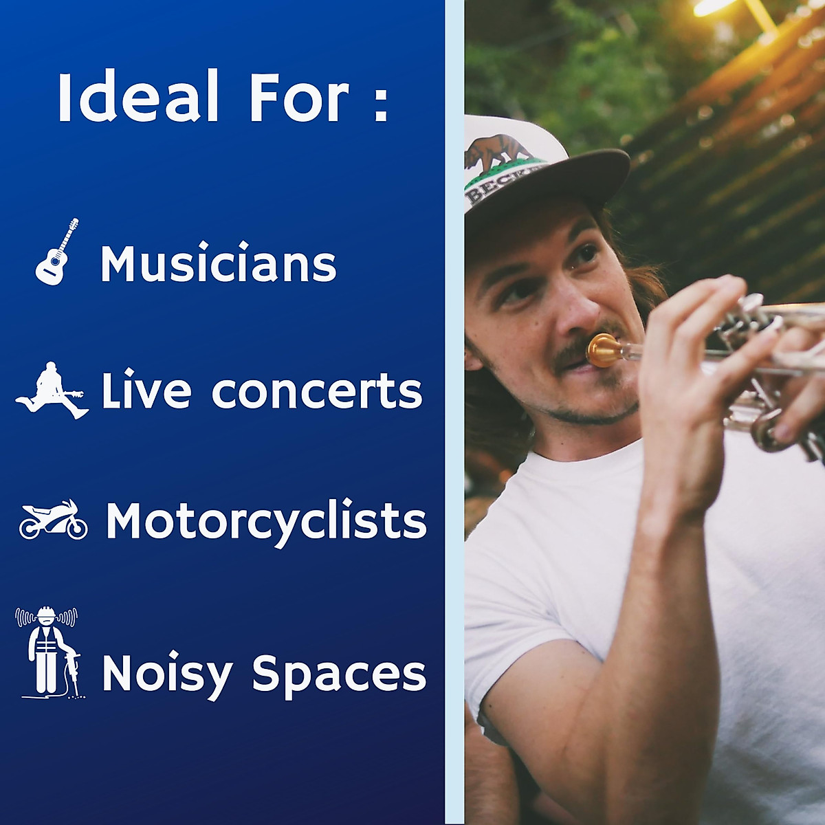 Musician Ear Plugs by BetterSound | High Fidelity Noise Cancelling Ear Plugs for Drummers Concerts dj Motorcycle Helmet | Tinnitus Protection Reduction Filter