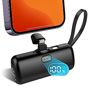 Aimenzunto Small Portable Charger Power Bank, 5000mAh with Lightning & USB C Dual Output Powerbank, LED Display Battery Pack Fast Charging for iPhone 14/13/12/11 Samsung Google Pixel Moto etc