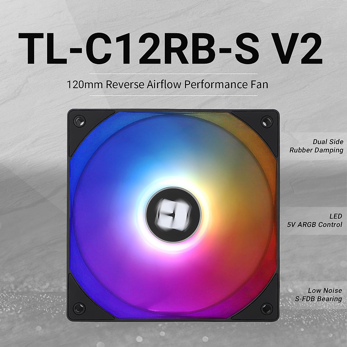 Thermalright TL-C12RB-S V2 CPU Fan Case Cooler PWM Fan, 4pin PWM Connector Computer Fan with ARGB Aperture, 1500RPM Speed PC Cooling Reverse Fan(120mm,Black)