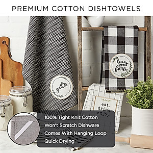 DII Home Sweet Farmhouse Kitchen Collection, Dishtowel Set, 18x28, Black, 4 Count
