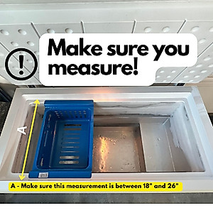 FreezerMax MEGA Basket, Large Universal Expandable Chest Freezer Basket. Heavy Duty Organizer for 15+ cu ft Deep Freezers. PLEASE MEASURE BEFORE ORDERING. Now With Basket Length Locks