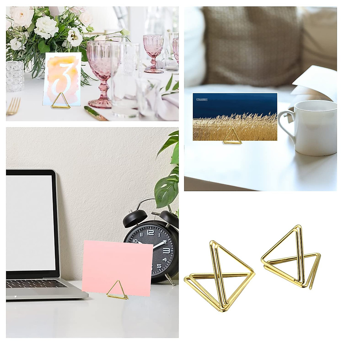 MUMIAO 40 Pack Place Card Holders - Table Number Holder Stands Wedding Seating Labels Placecard Clips | Name Setting Place Card Holders | Photo Picture Cards Display Stand for Party (Gold)