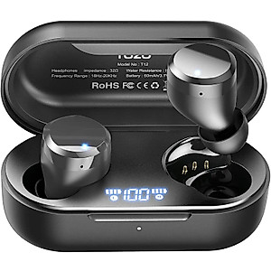 TOZO T12 (Large Ergonomic Edition) Wireless Earbuds Bluetooth 5.3 Headphones Premium Sound Performance Touch Control LED Digital Display Wireless Charging Case Earphones