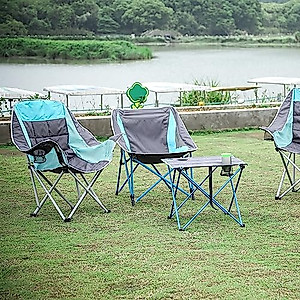 SUNNYFEEL XL Padded Oversized Camping Chair, Heavy Duty Folding Camp Chairs w/Cup Holder and Carry Bag, Portable Lawn Chairs, Foldable Outdoor Sofa for Adults, Sports, Tailgating, Beach,RVing