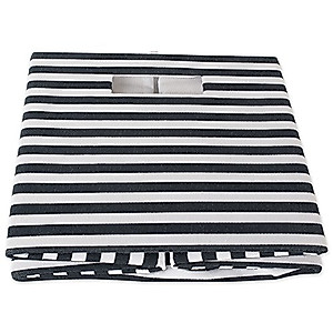 DII Collapsible Polyester Storage Cube, Pinstripe, Black, Small