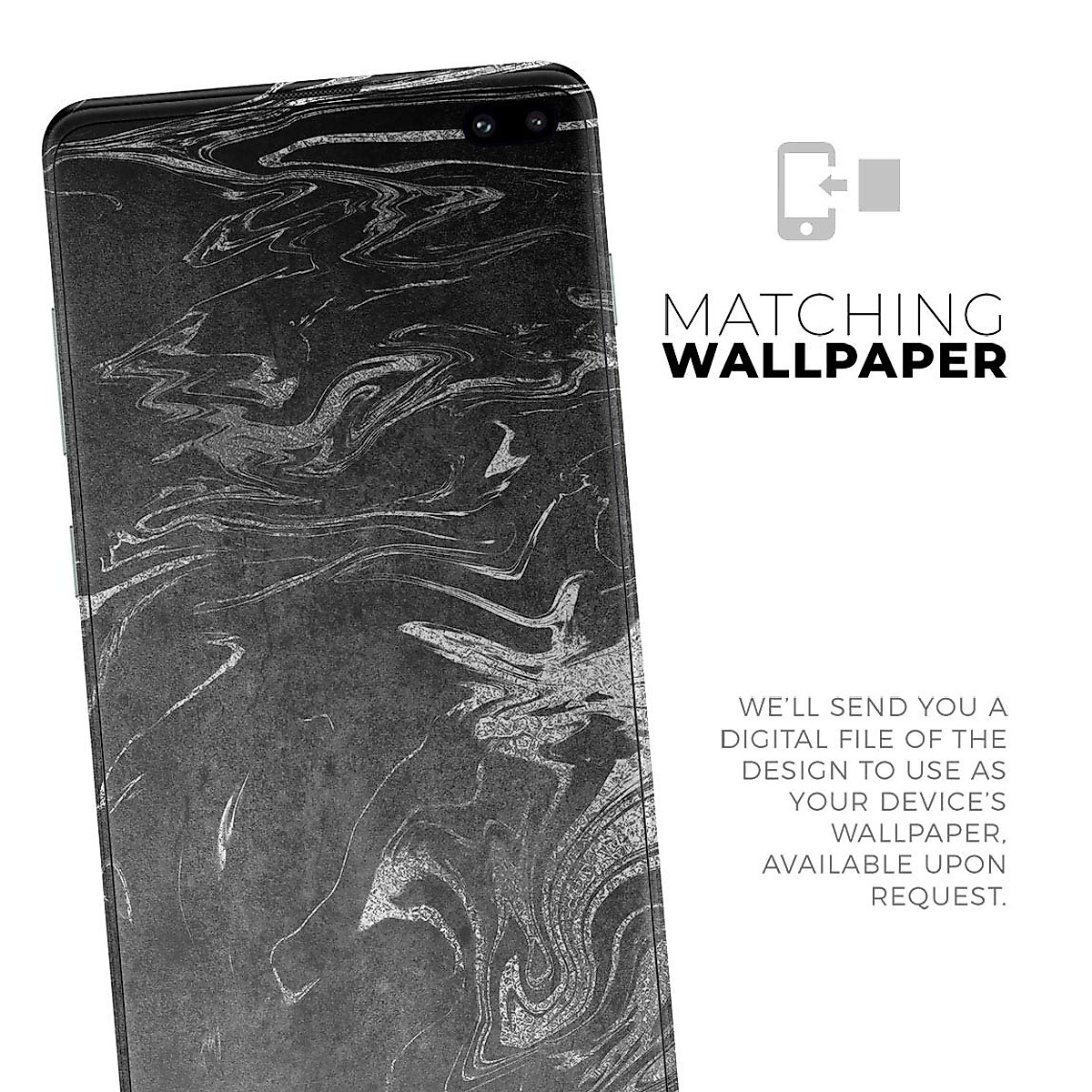 DesignSkinz Black & Silver Marble Swirl V8 Protective Vinyl Decal Wrap Skin Cover Compatible with The Samsung Galaxy S20 (Screen Trim & Back Glass Skin)