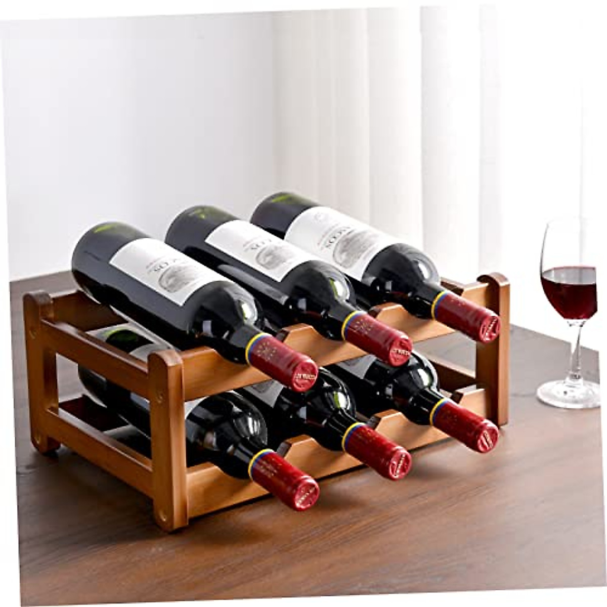 Veemoon Solid Wood Wine Rack Wine Storage Stand Wine Cabinet Organizer Water Bottle Holder Stand Liquor Cabinet for Home Table Top Wine Rack Show Racks for Floor Red Wine Display Rack