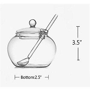 123Arts Clear Glass Sugar Bowl With Lid and Sugar Serving Spoon,8 ounces
