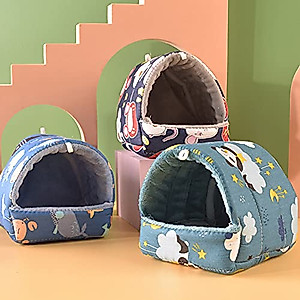 Guinea Pig Nest Cartoon Pattern Pet Hideout Warm Small Animal Hamster Squirrel Bed House Cage Valentine's Day/Mother's Day/Christmas/Birthday Gifts - Pink Fox L