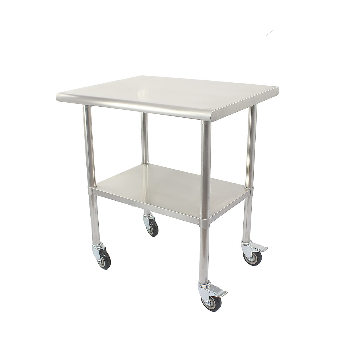 STEELBUS 24'' x 60'' Stainless Steel Table,NSF Commercial Heavy Duty Kitchen Prep & Work Table on 4 Caster Wheels and with Adjustable Under Shelf,Metal Food Workstation for Restaurant, Home and Hotel…