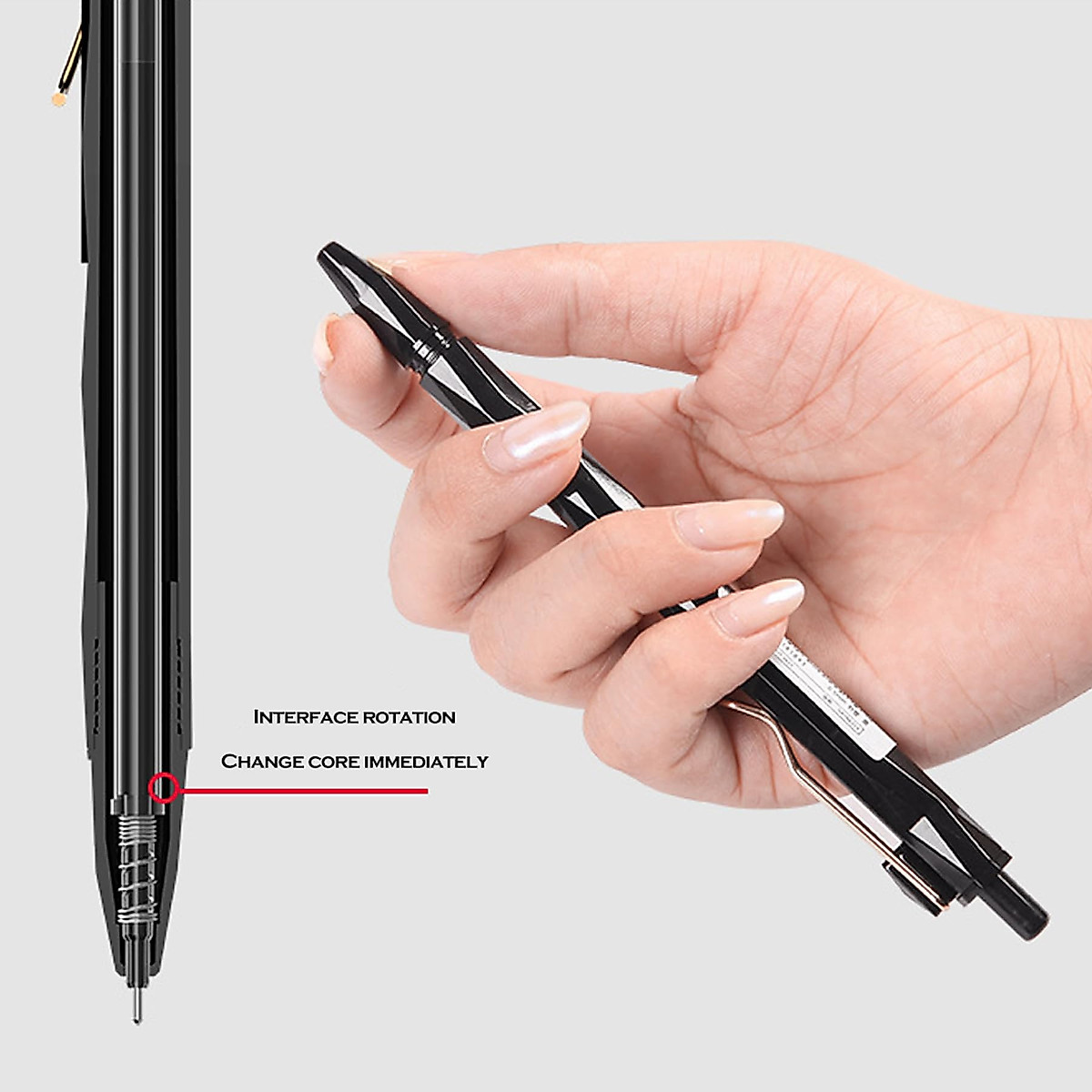 DUNBONG Retractable 0.5mm Porous Point Pen, Black ink gel pens, Box of 6 Pens (White Packs of 6)