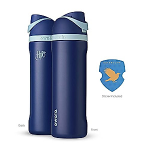 Owala FreeSip Insulated Stainless Steel Water Bottle, 24-Ounce, Shy Marshmallow & Harry Potter FreeSip Insulated Stainless Steel Water Bottle, 24-Ounce, Ravenclaw