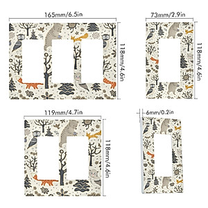 Winter Forest Animals Wall Plate Cover Size 3-Gang 4.6" x 6.5" Single Rocker Switch Plates Kids Decorative Nursery Teen Toddler Room Bedroom Bathroom Decor
