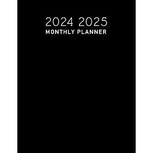 2024-2025 Monthly Planner: Large Two Year Schedule Organizer with Black Cover (January 2024 through December 2025).