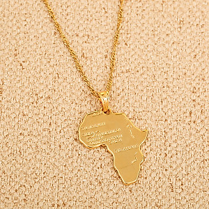 Crystal Africa Map Pendant Necklace Women 24K Gold African Map Hiphop Item Wholesale Pendant (Gold Map Pendant)