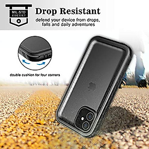 SPORTLINK Waterproof Case for iPhone 11, Full Body Heavy Duty Protection Full Sealed Cover Shockproof Dustproof Built-in Clear Screen Protector Rugged Case for iPhone 11 6.1 Inch